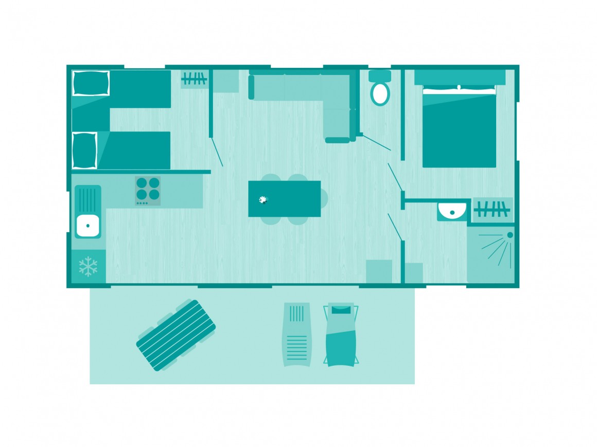 Mobil home Samoa 5 people 2 bedrooms air-conditioned 4 flowers - Lagos