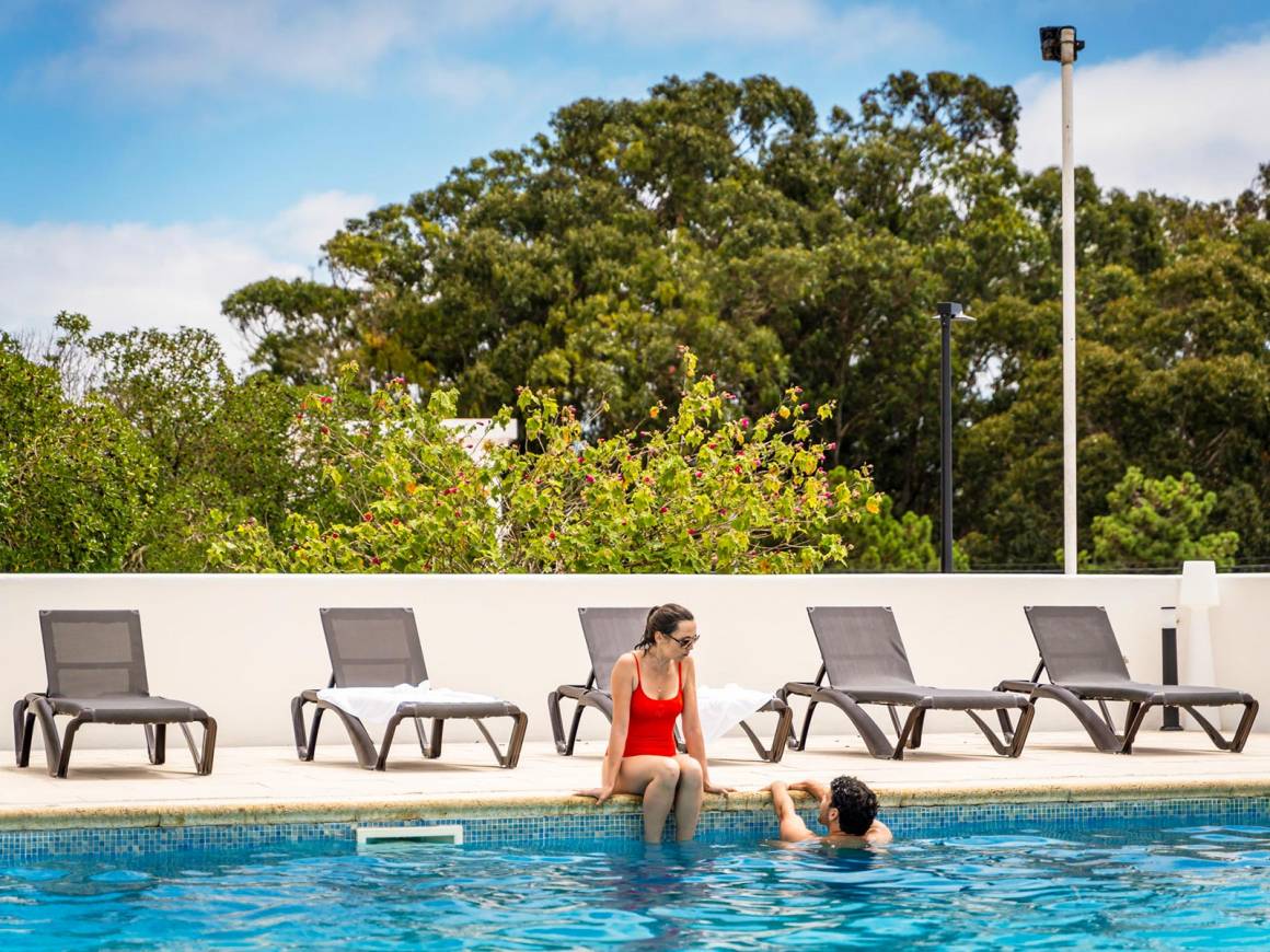 The indoor swimming pool and water park at the Colina do Sol campsite ...