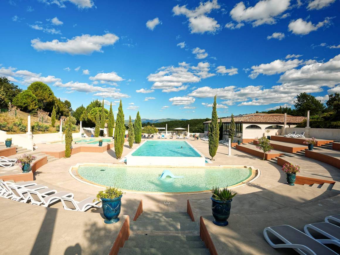 The pool and water park at the Domaine d'Arnauteille campsite in ...