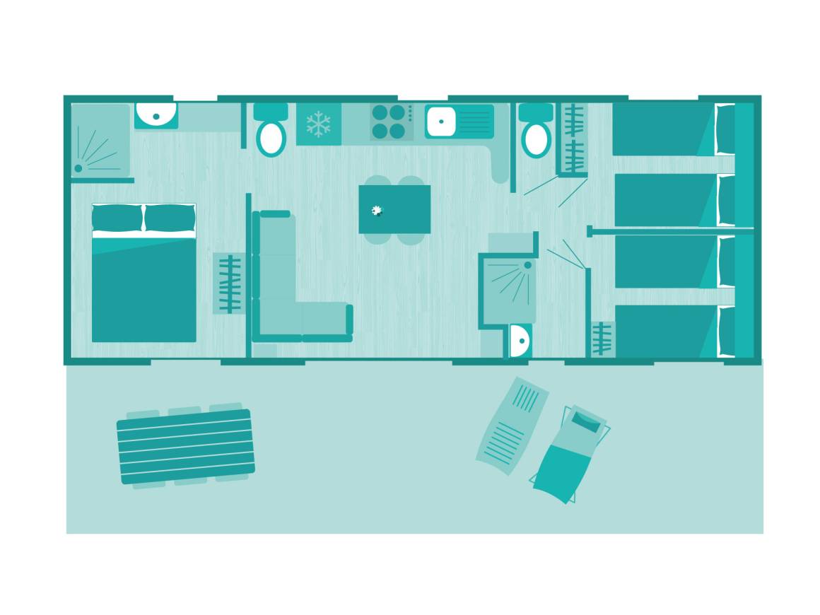 Mobil home Panorama 8 personnes 4 chambres climatisé(e) Premium avec ...