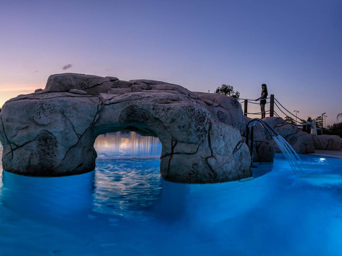 Camping swimming pool Creixell, Catalonia